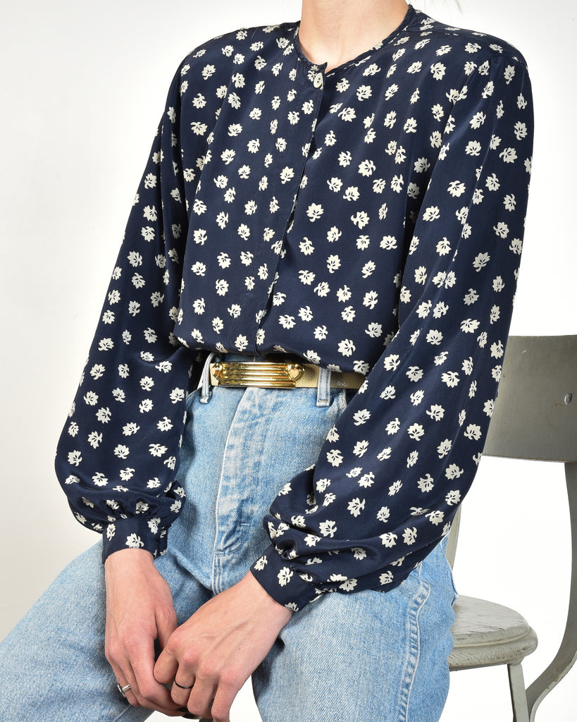 Laura 80s Floral Silk Puff Sleeve Blouse – Bustown Modern